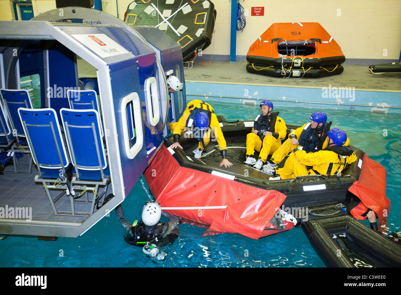 Workers in the offshore industry practice helicopter ditching ...