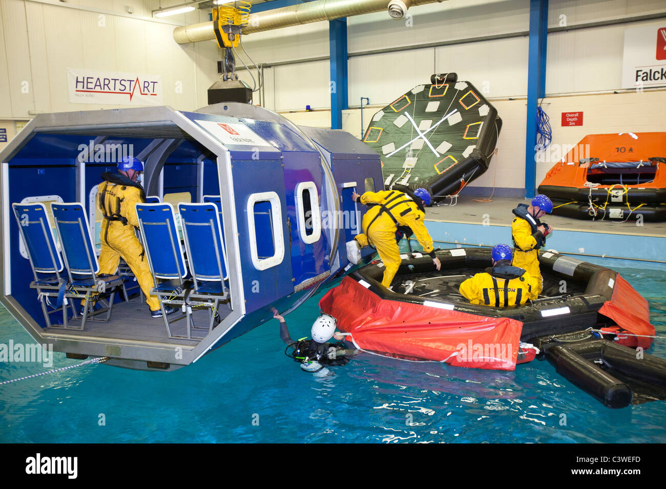 Workers in the offshore industry practice helicopter ditching ...