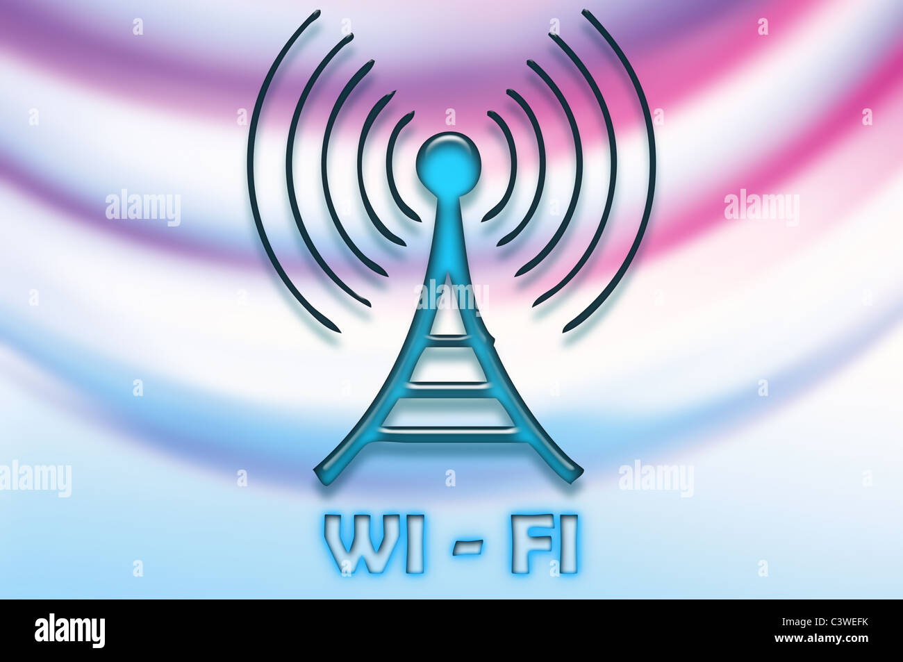 Wi-fi aerial over abstract background Stock Photo - Alamy