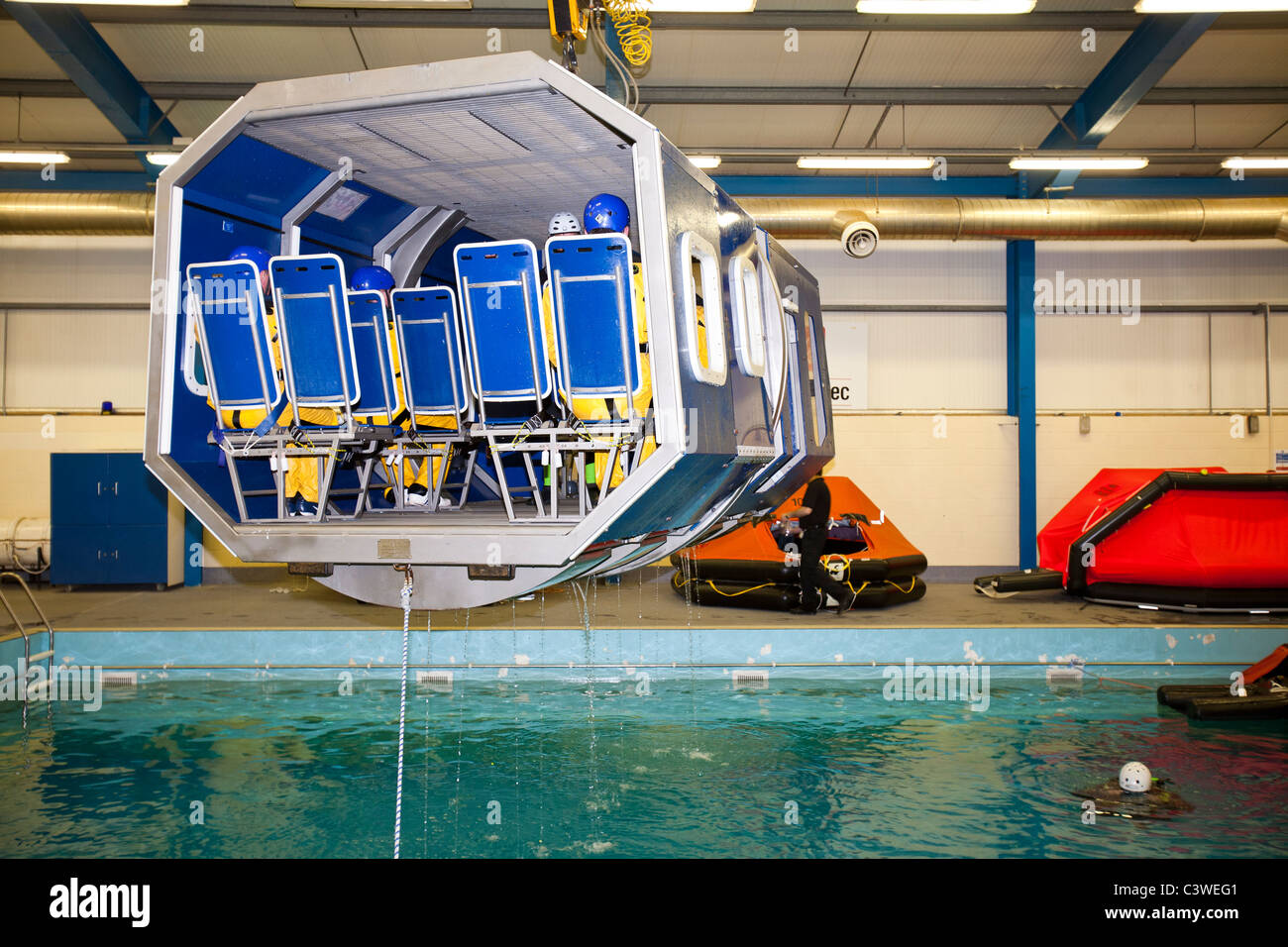 Workers in the offshore industry practice helicopter ditching ...