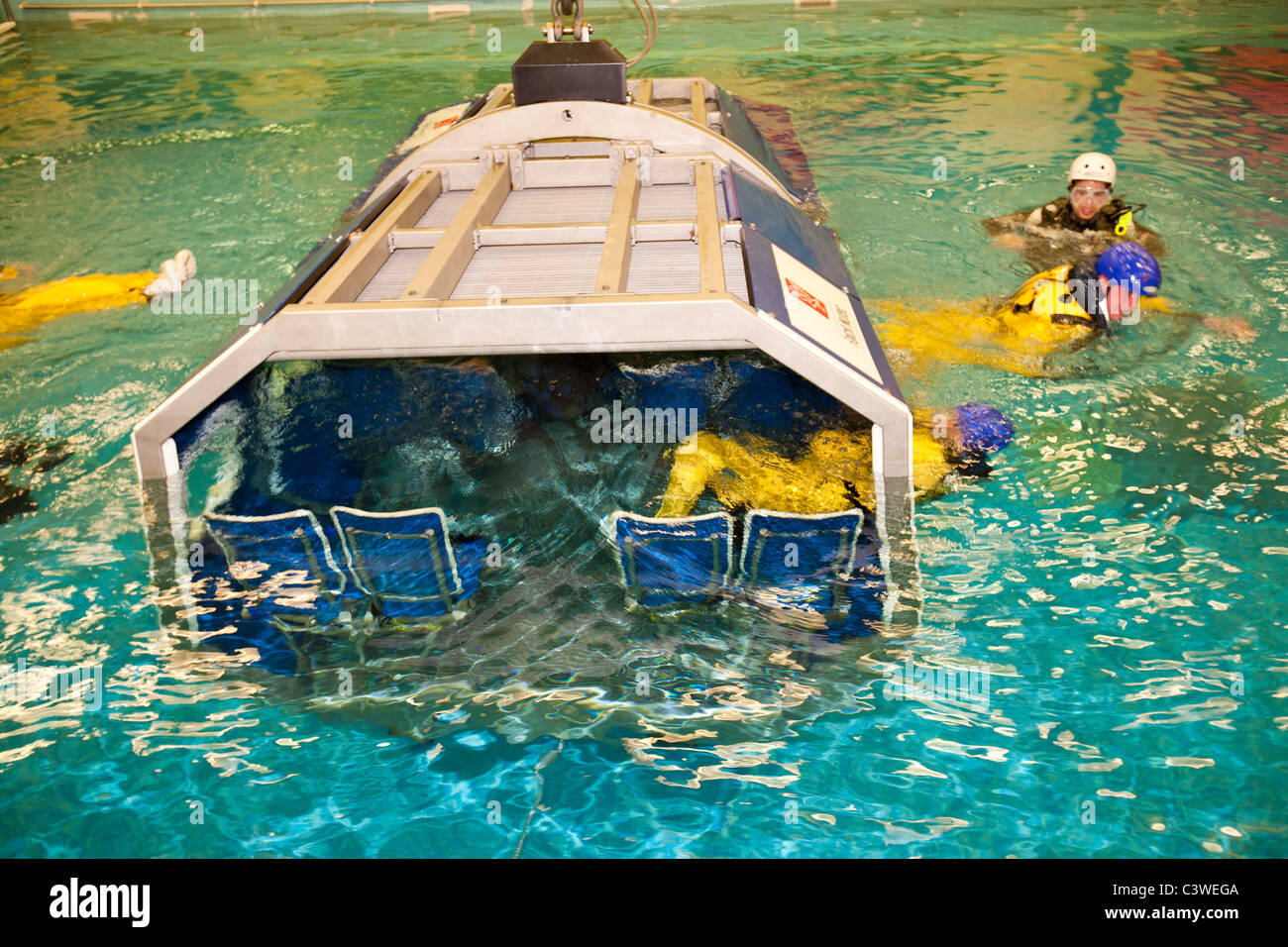 Workers in the offshore industry practice helicopter ditching ...