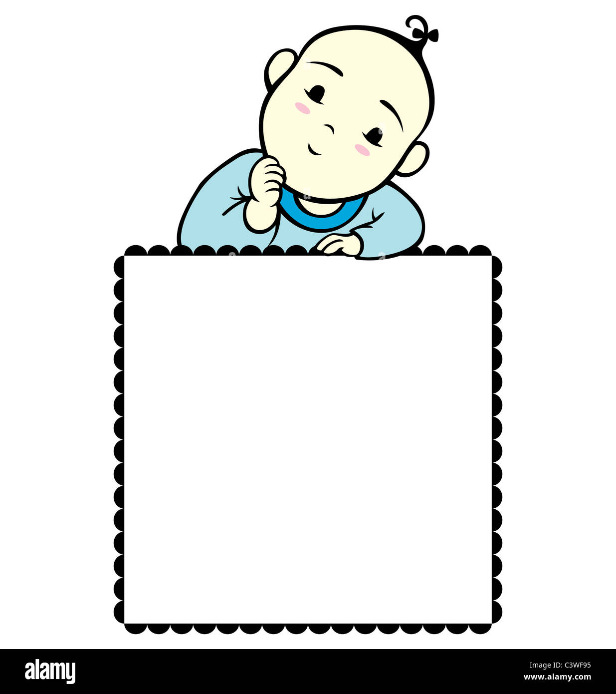 A little baby boy image with a square text box Stock Photo - Alamy