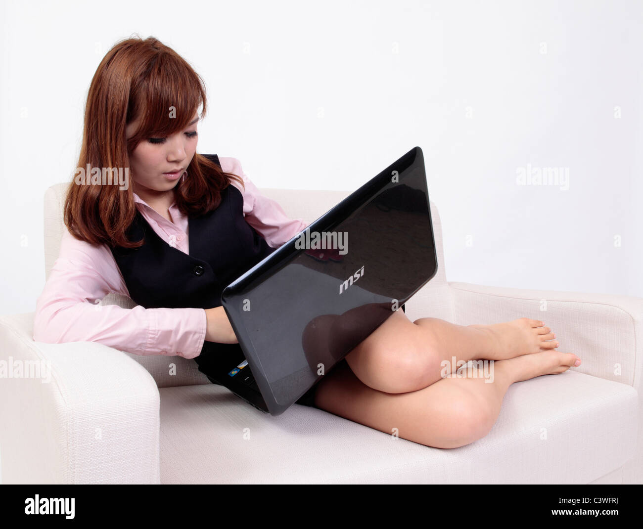 Office Lady Uses Notebook Computer High Resolution Stock Photography ...