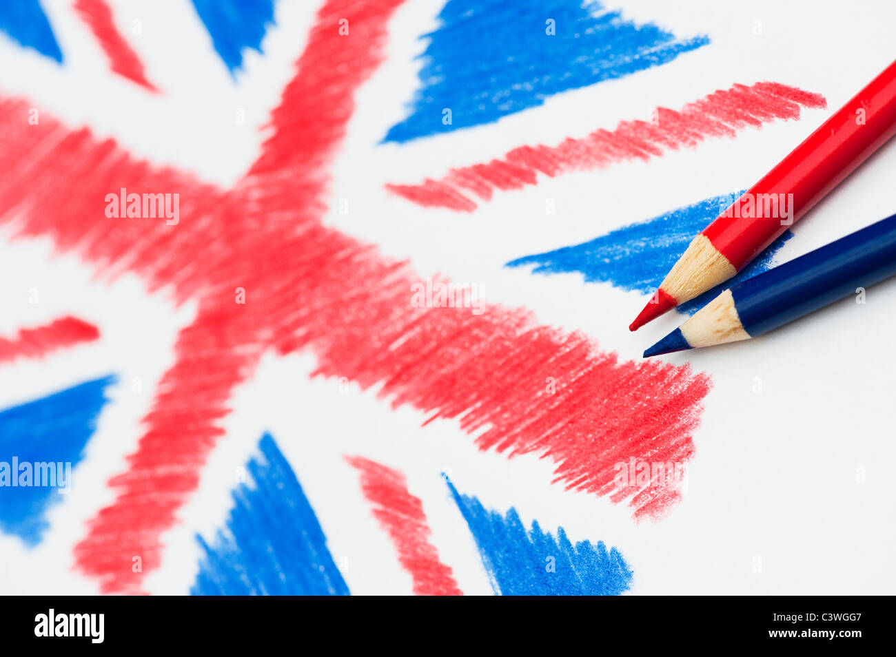 Union Jack. Coloured pencil drawing Stock Photo - Alamy