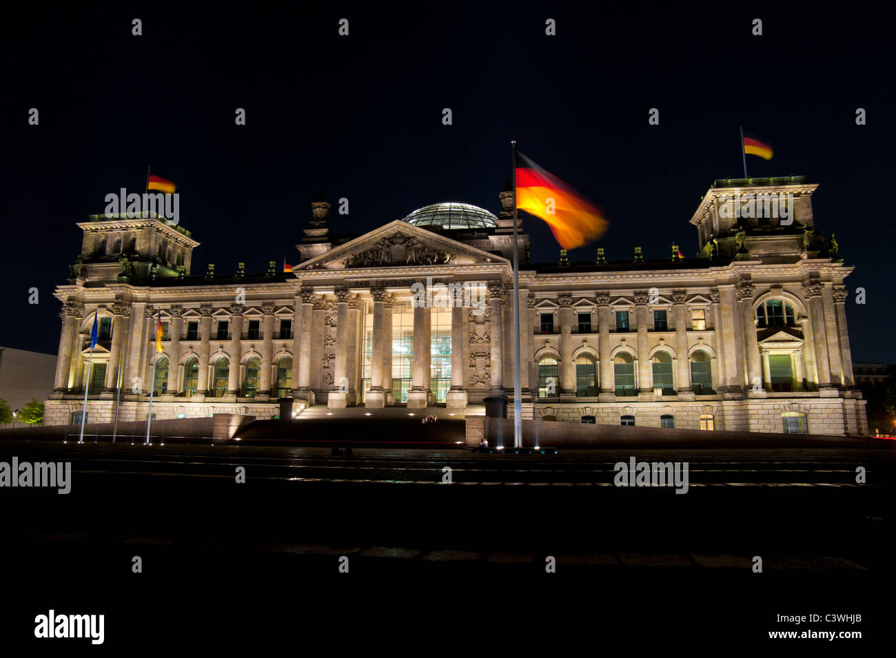 Reichstag, front entrance, Berlin, Germany, night Stock Photo - Alamy