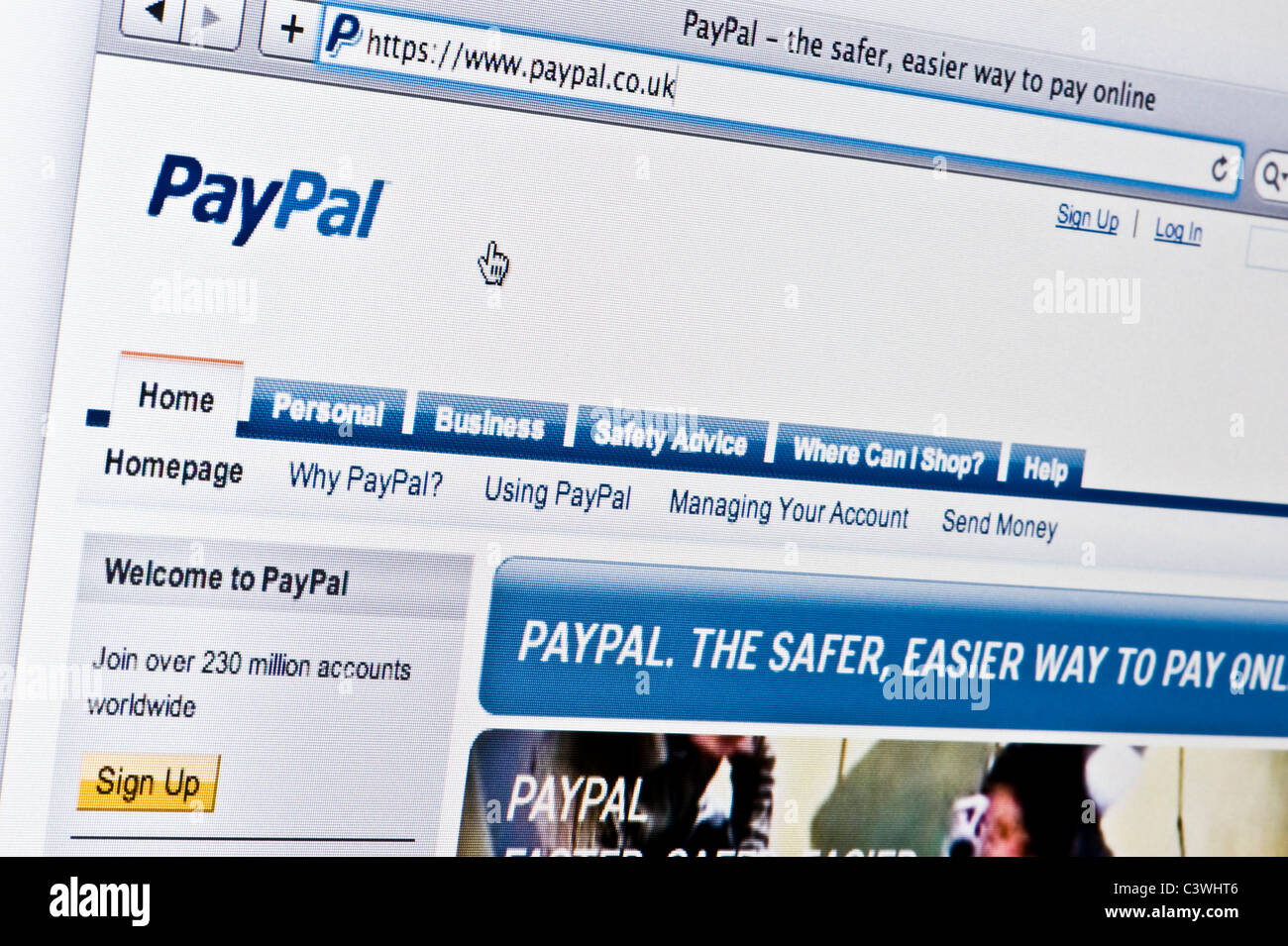 Close up of the PayPal logo as seen on its website. (Editorial use only ...