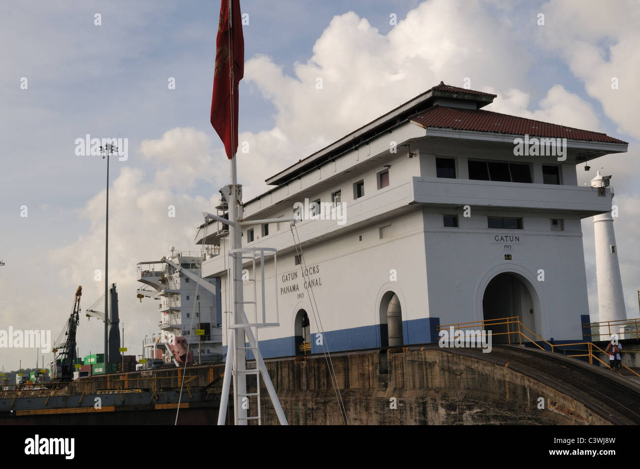 The Gatun Locks of the Panama Canal are on the Caribbean side and ...