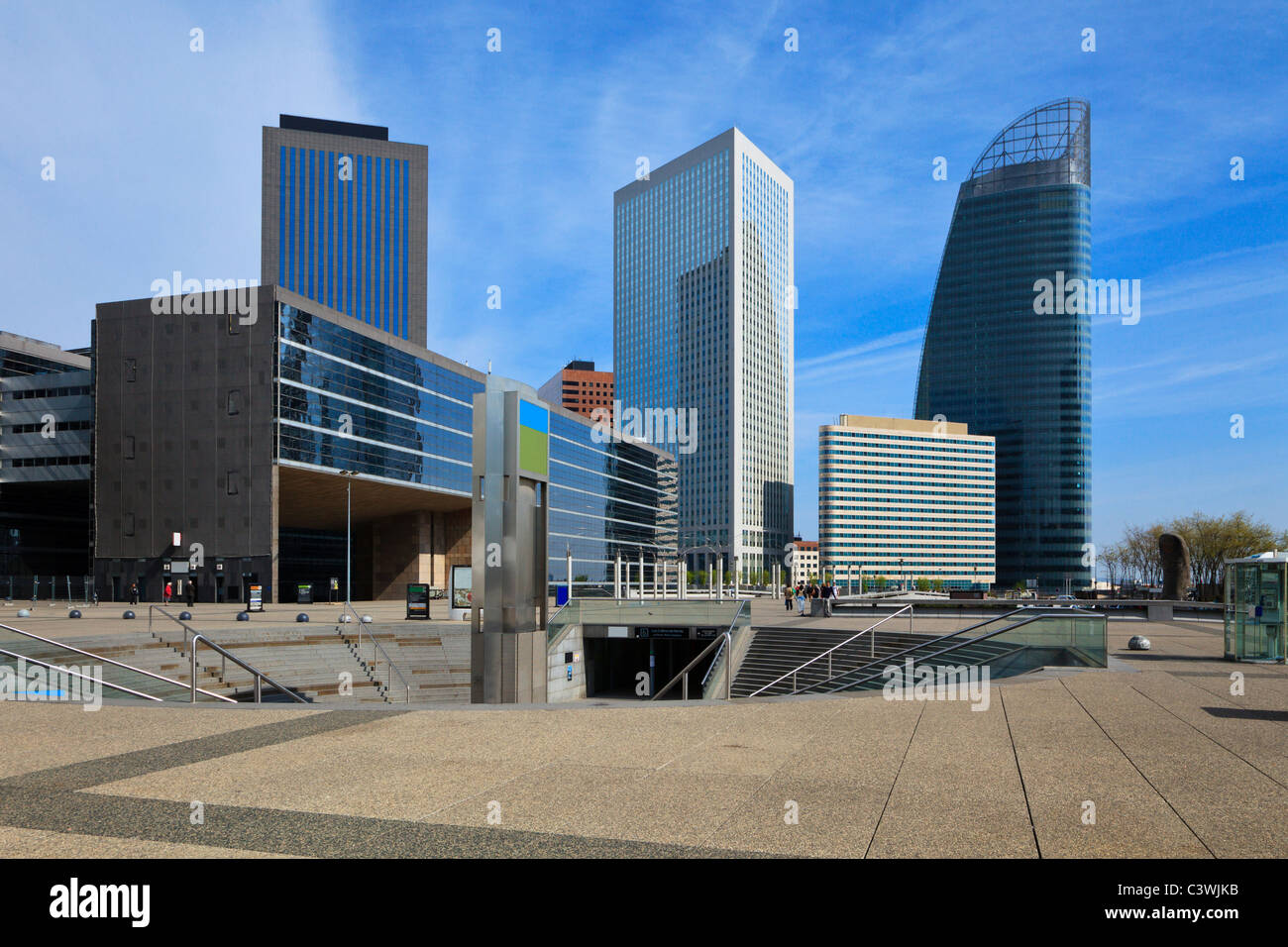 Modern reflection of the city skyscrapers in the future office hi-res ...