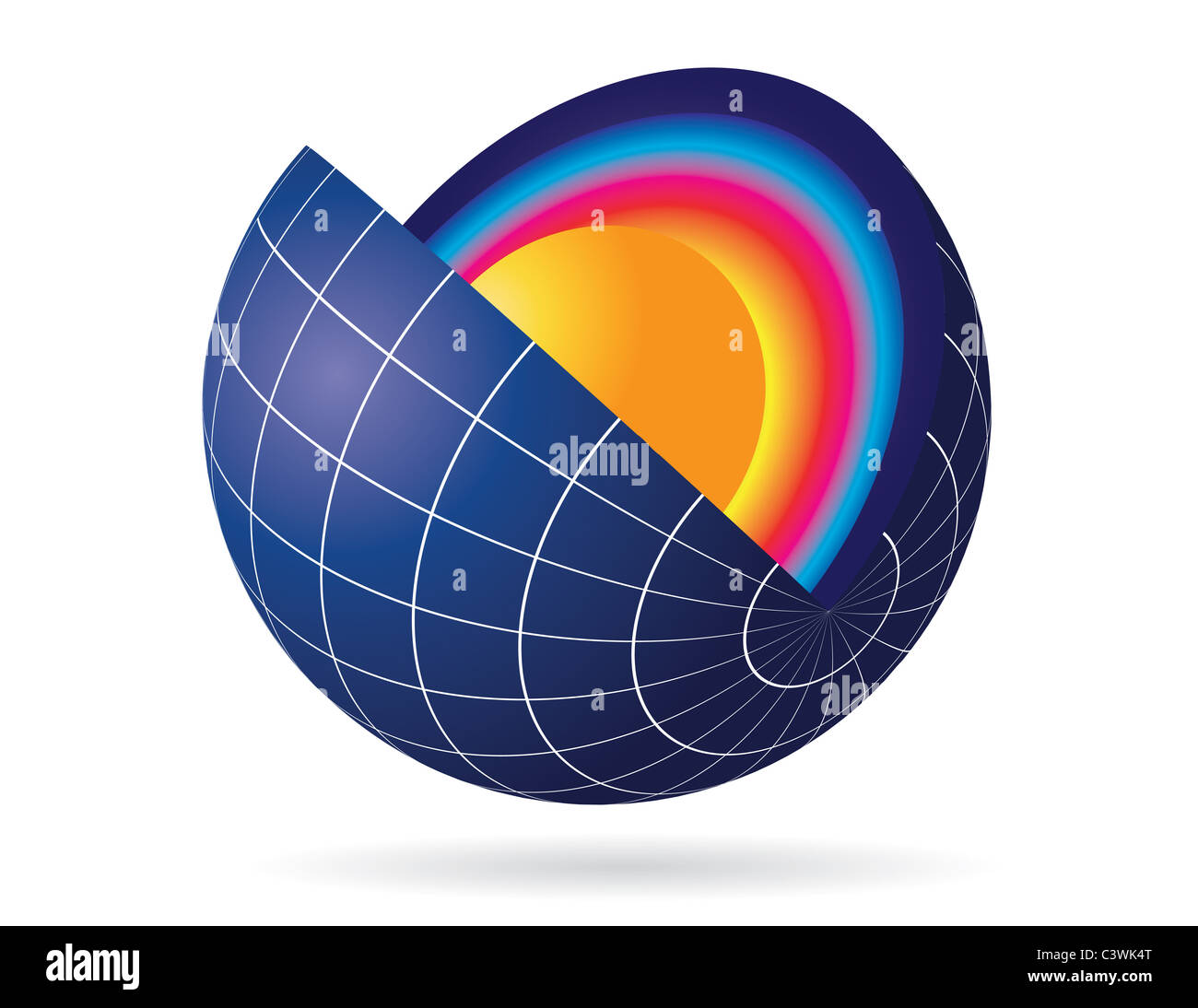 Earth globe cut view. Educational illustration Stock Photo - Alamy