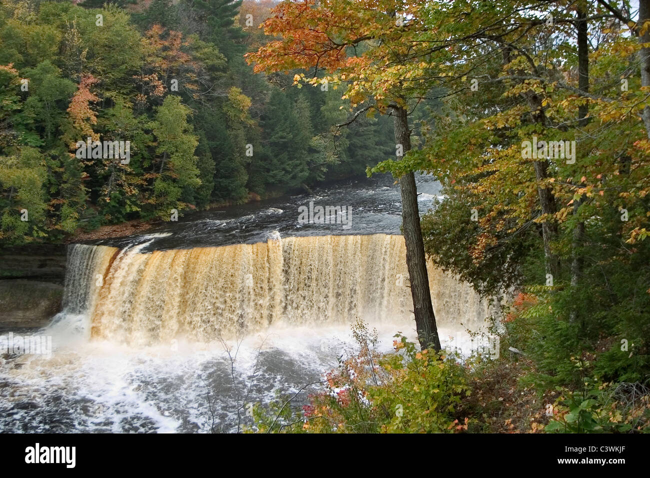 The Very Picturesque Tahquamenon Falls In Autumn, Michigan's Upper ...