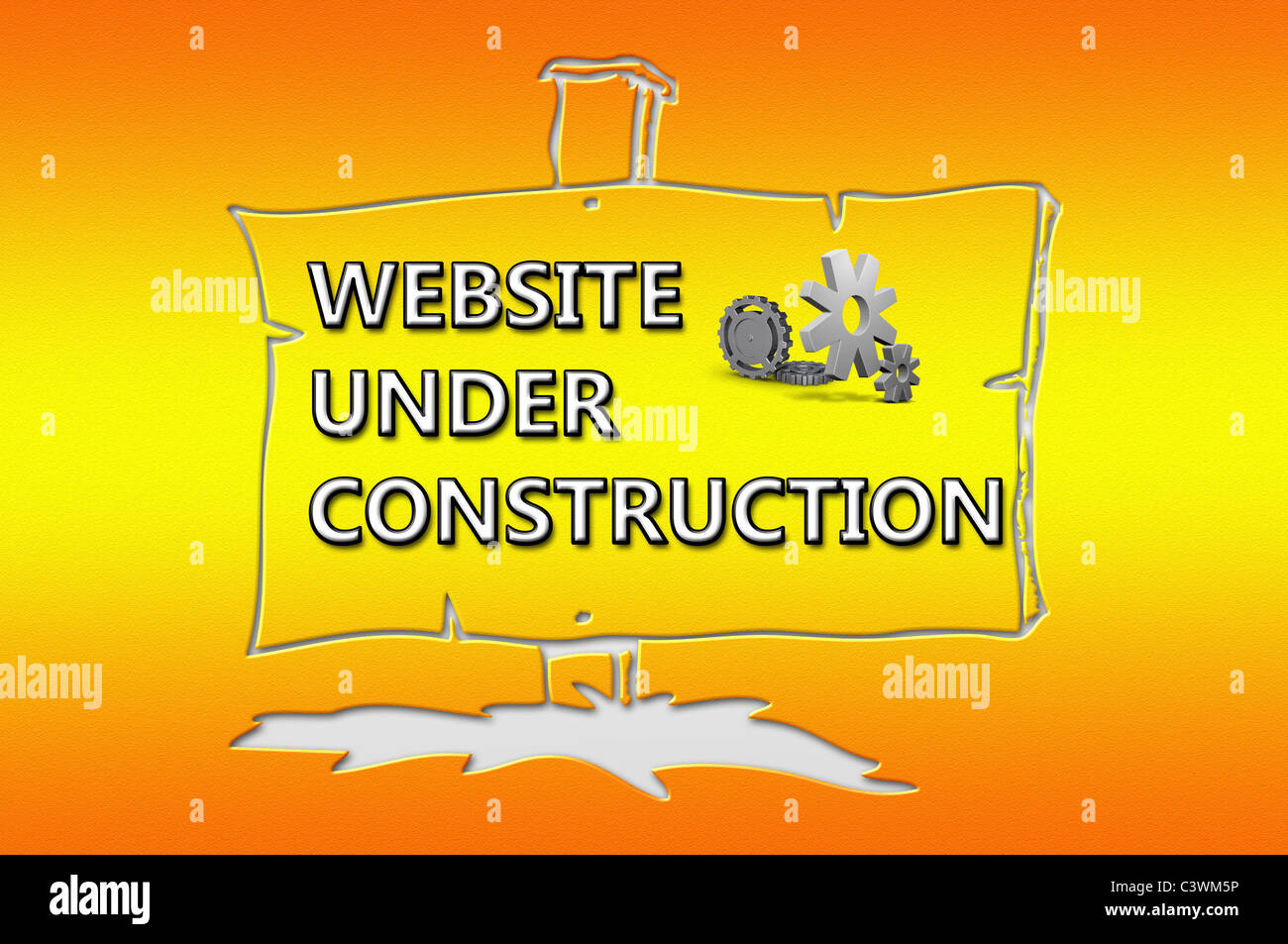 Website under construction sign over yellow/orange background Stock ...