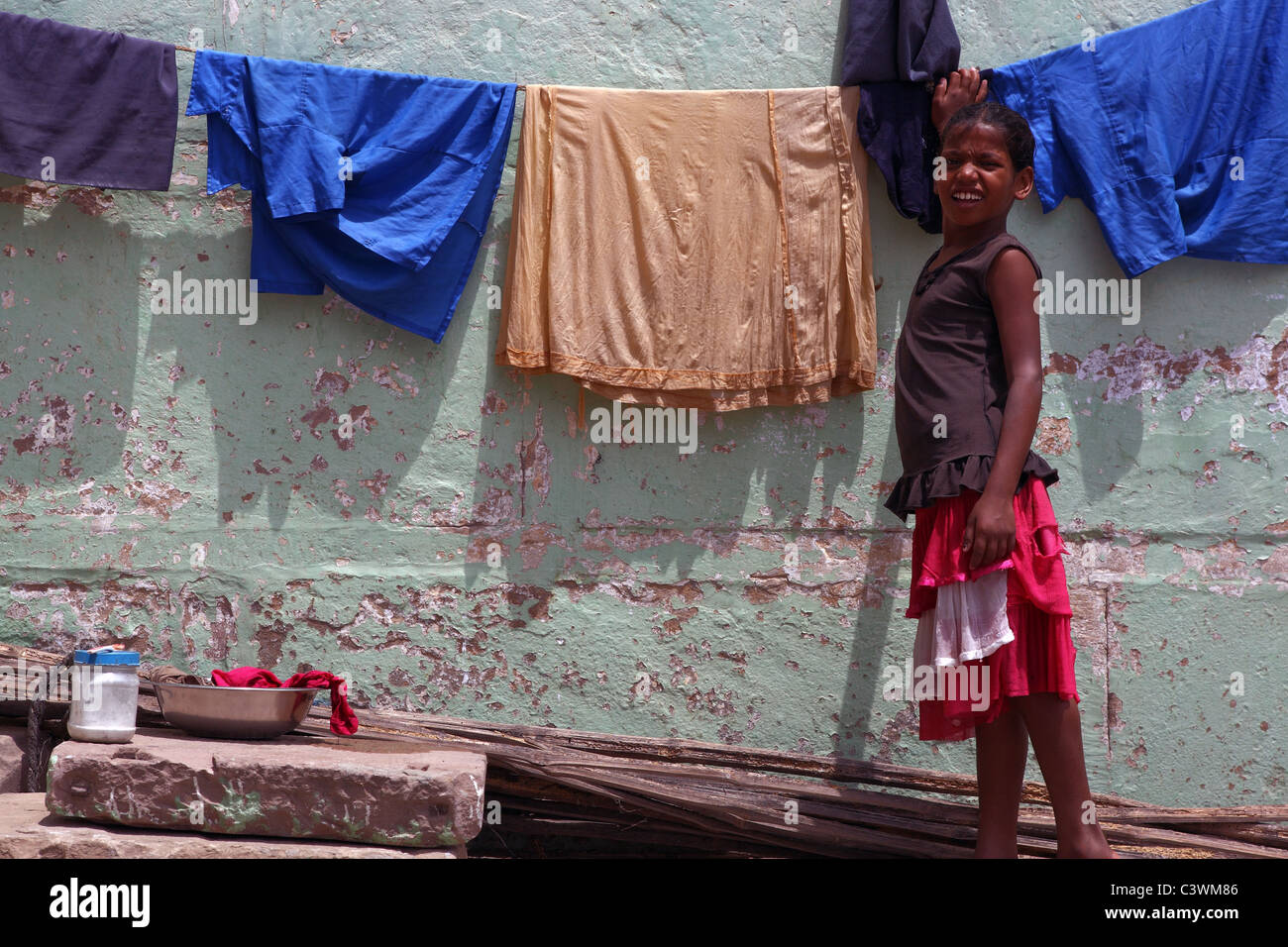 Indian clothes drying hi-res stock photography and images - Alamy