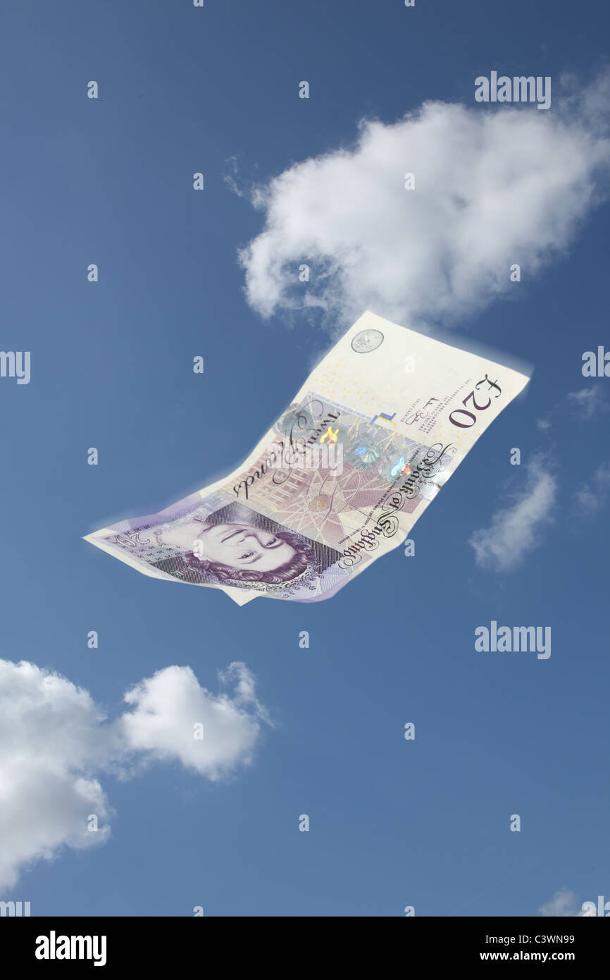 Money floating from above, £20 note Stirling Stock Photo - Alamy