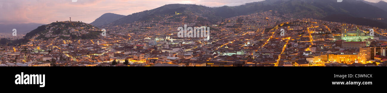 HISTORIC CENTER OF QUITO PANORAMA BY NIGHT Stock Photo - Alamy