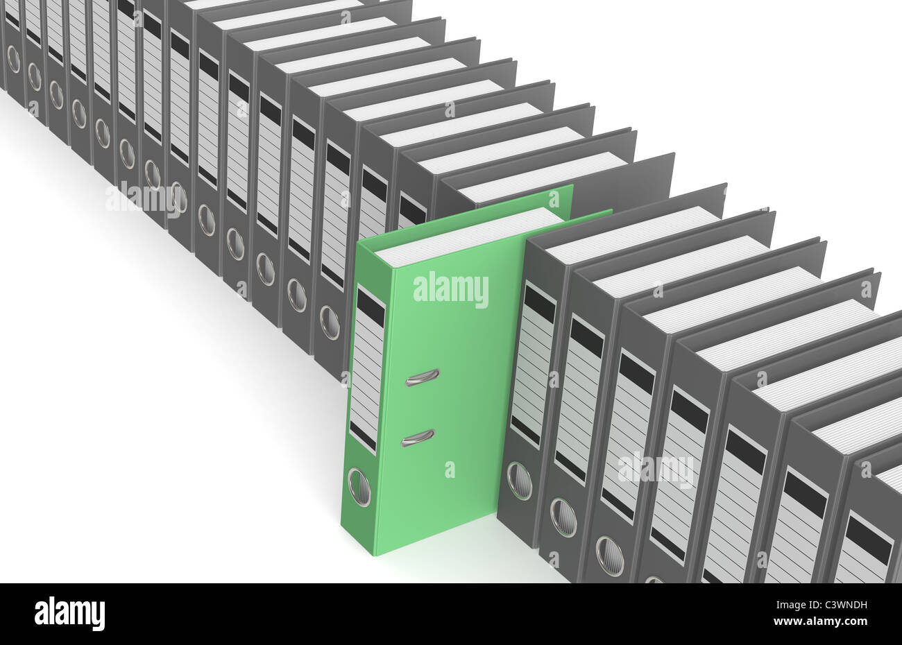 Order. Office folders in a row, one green Stock Photo - Alamy