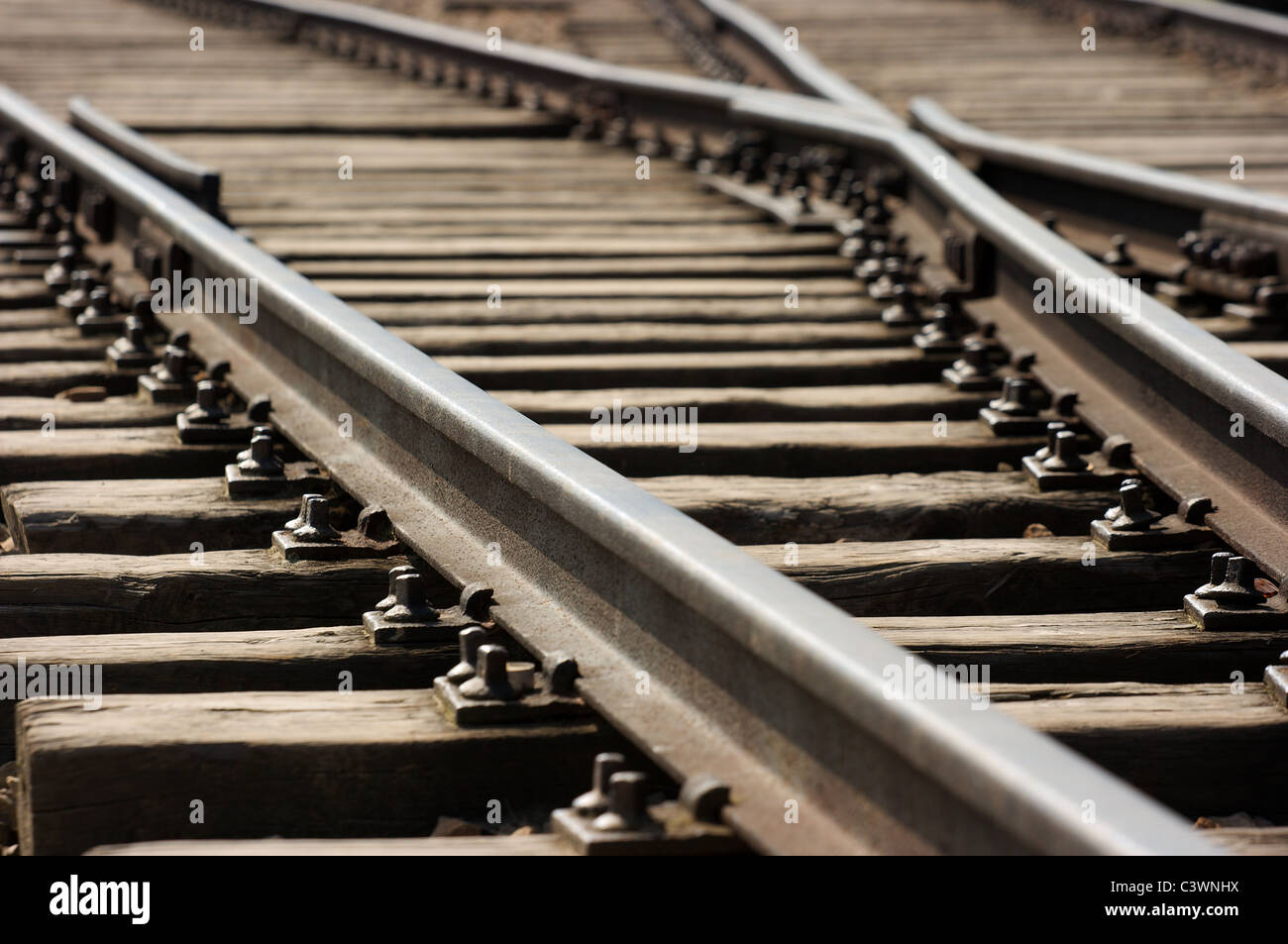 Closeup of an old railway junction Stock Photo - Alamy