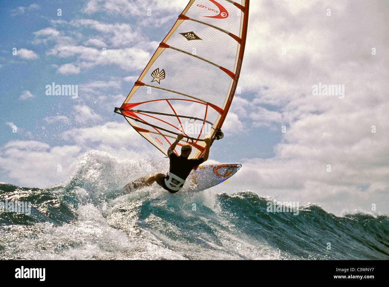 Windsurfing & Sailboarding action, Hawaii Stock Photo - Alamy