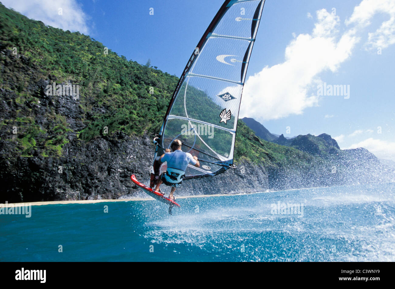 Windsurfing & Sailboarding action, Hawaii Stock Photo - Alamy