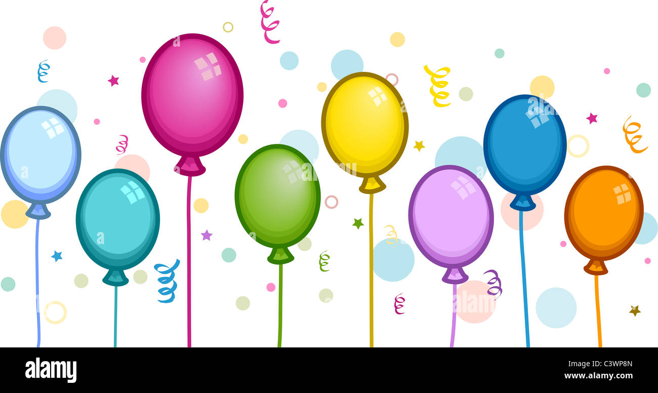 Illustration of Colorful Balloons Stock Photo - Alamy