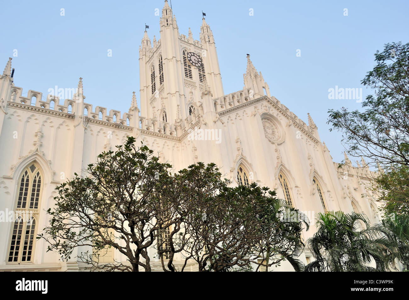 Clock Tower of St. Paul's Cathedral, Calcutta, rear view Stock Photo ...