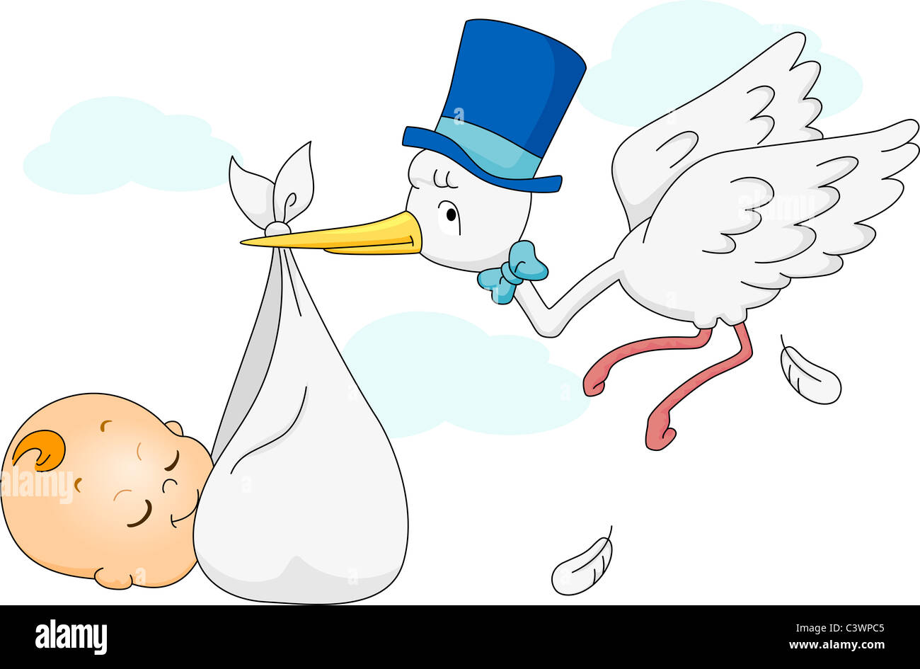 Illustration of a Pelican Delivering a Baby Stock Photo - Alamy