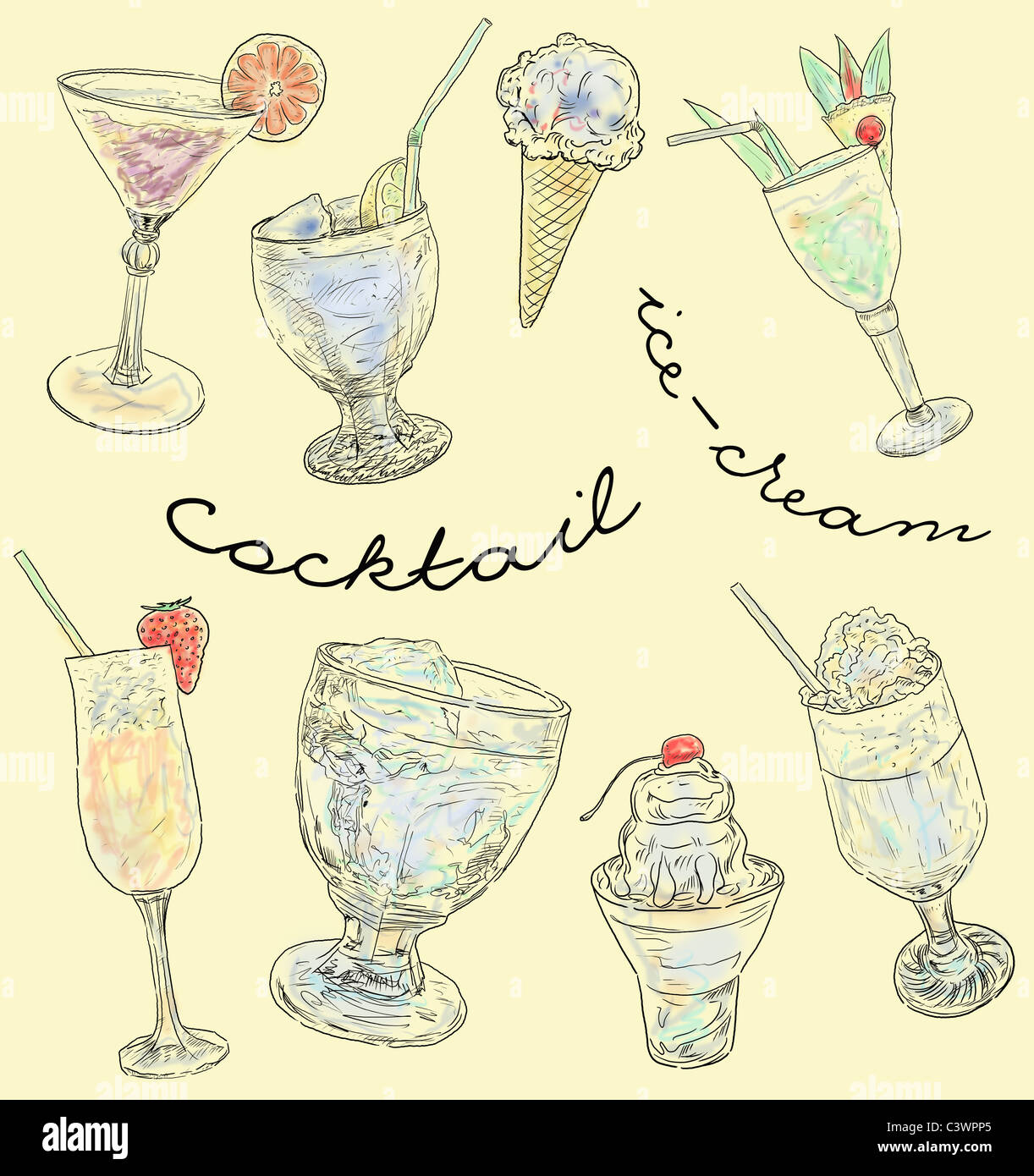 Cocktails and ice-cream Stock Photo - Alamy