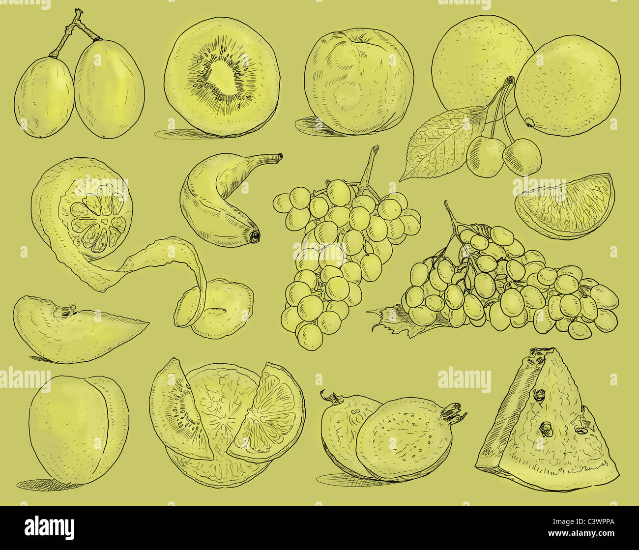 Fruits set background Stock Photo - Alamy