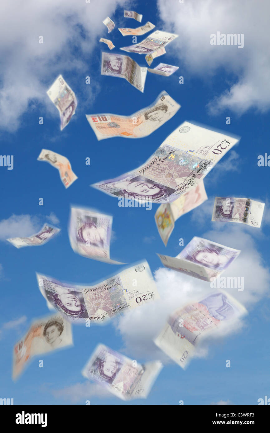 British money falling from sky hi-res stock photography and images - Alamy