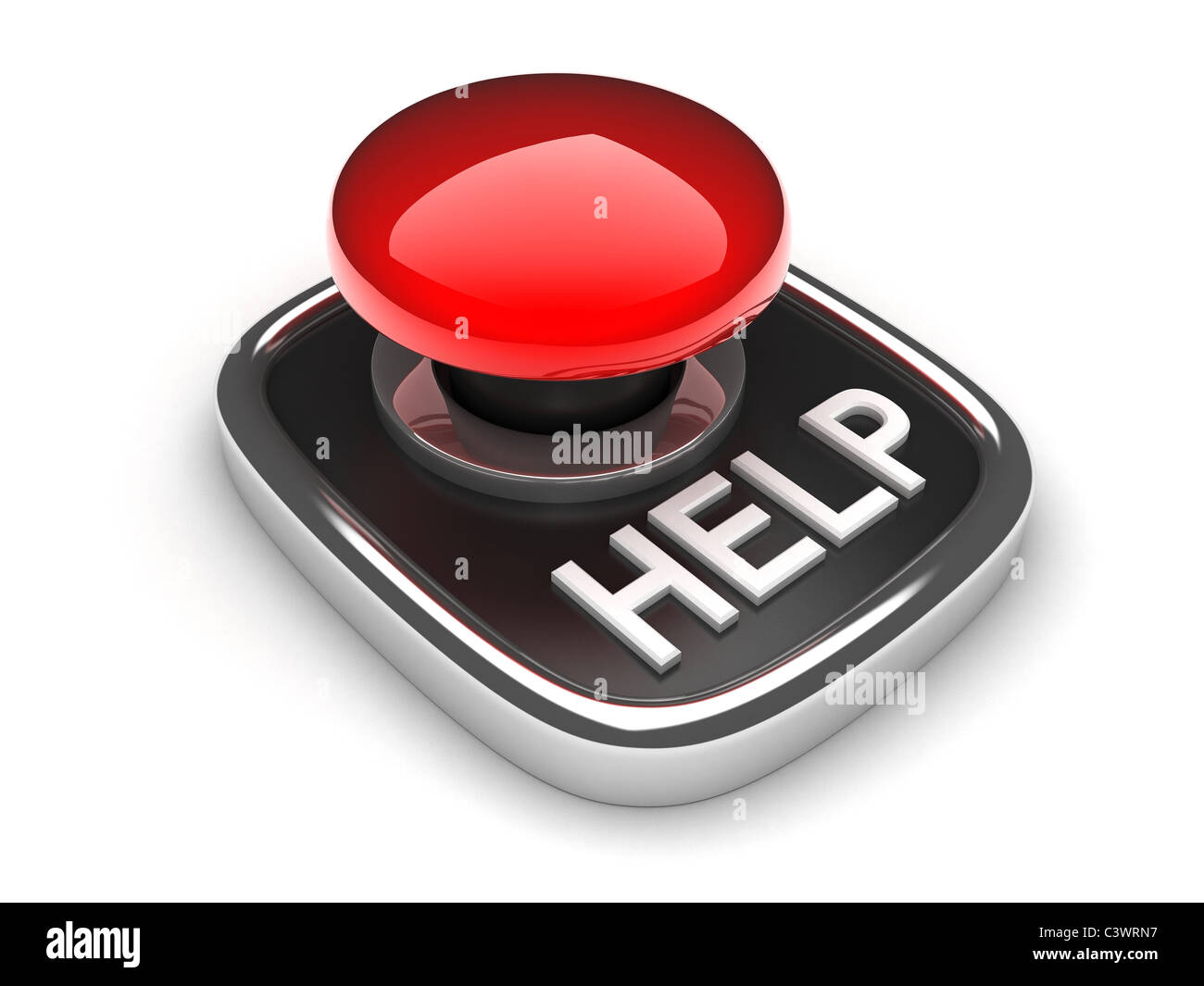 Button help on white background (done in 3d Stock Photo - Alamy