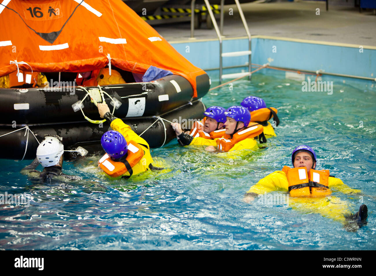 Workers in the offshore industry practice helicopter ditching ...