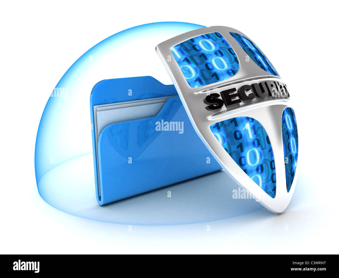 File and shield on white background (done in 3d Stock Photo - Alamy