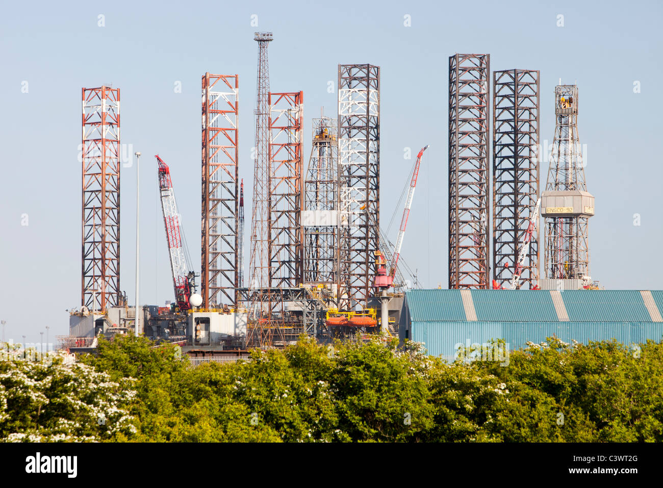An old oil rigg and Jack up barge being dismantled at Able UK's ship ...