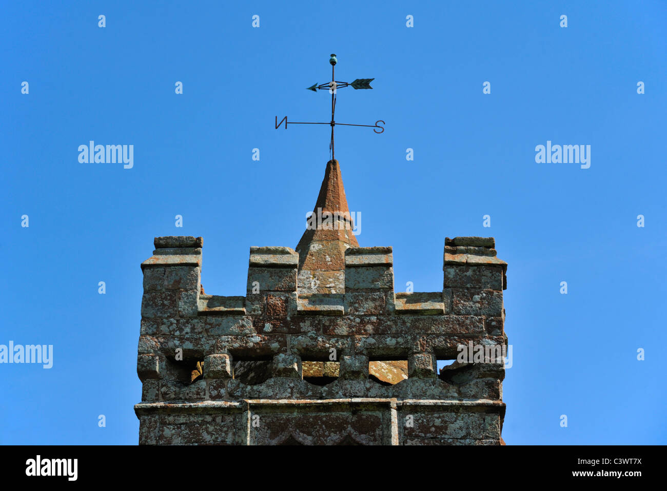 Weathervane on West tower, Church of Saint Cuthbert. Edenhall, Cumbria ...