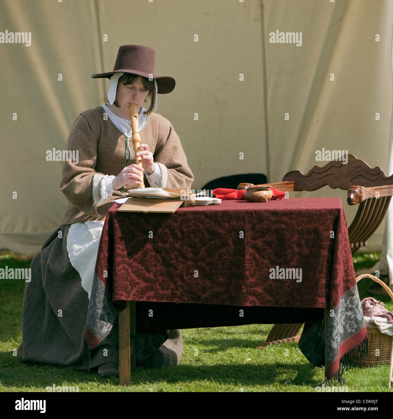 C17th - Woman Playing Recorder Stock Photo - Alamy