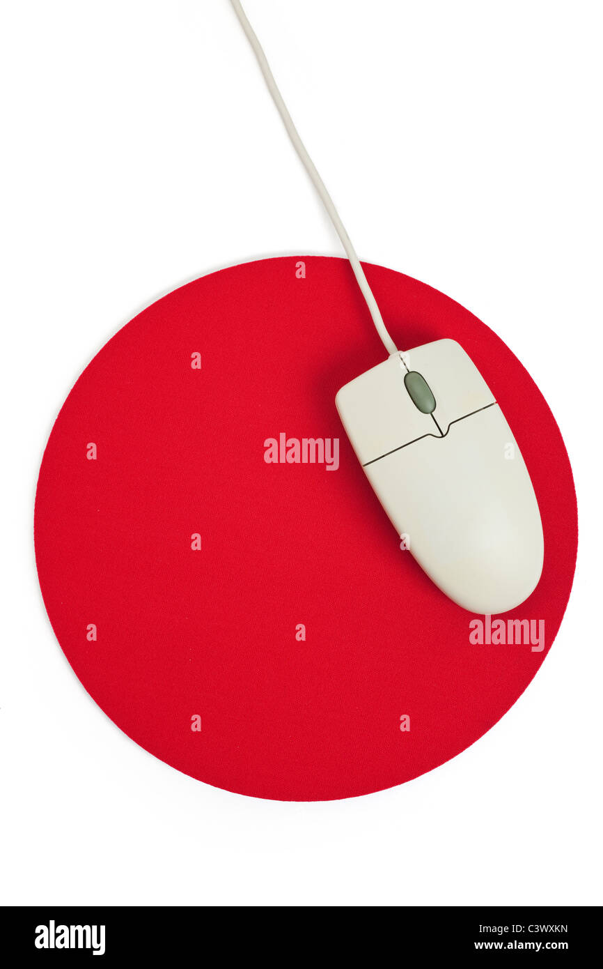 Computer Mouse and red Mouse pad close up Stock Photo - Alamy