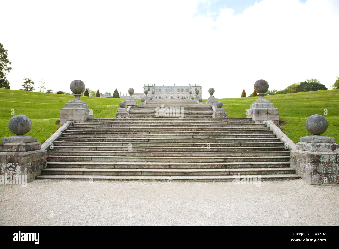 big stone stairs with sculptures and garden Stock Photo - Alamy