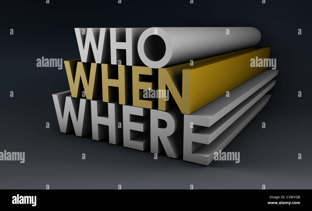 Who When Where and What is Going On Stock Photo - Alamy