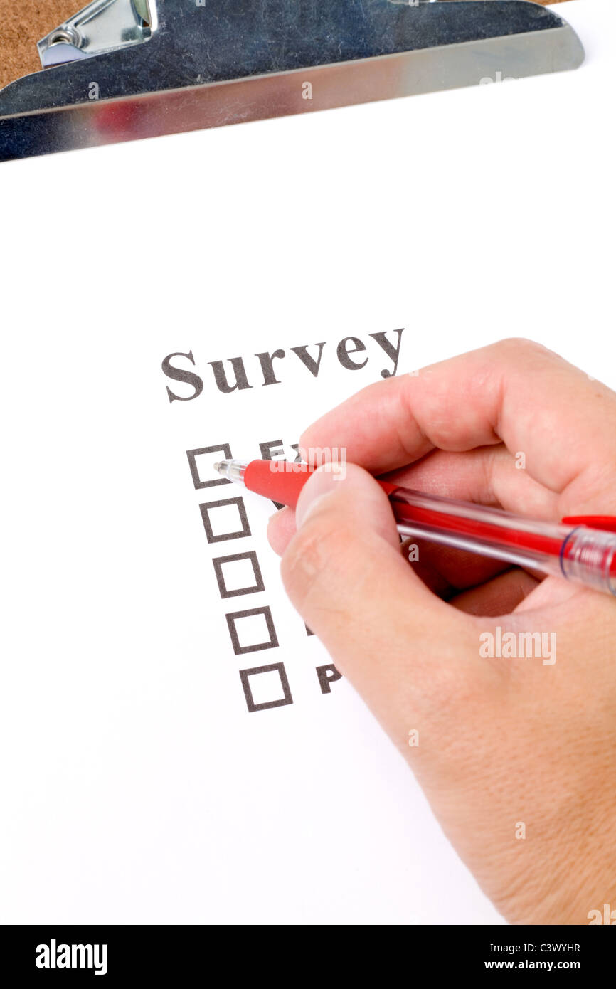 a Clipboard and questionnaire close up shot Stock Photo - Alamy