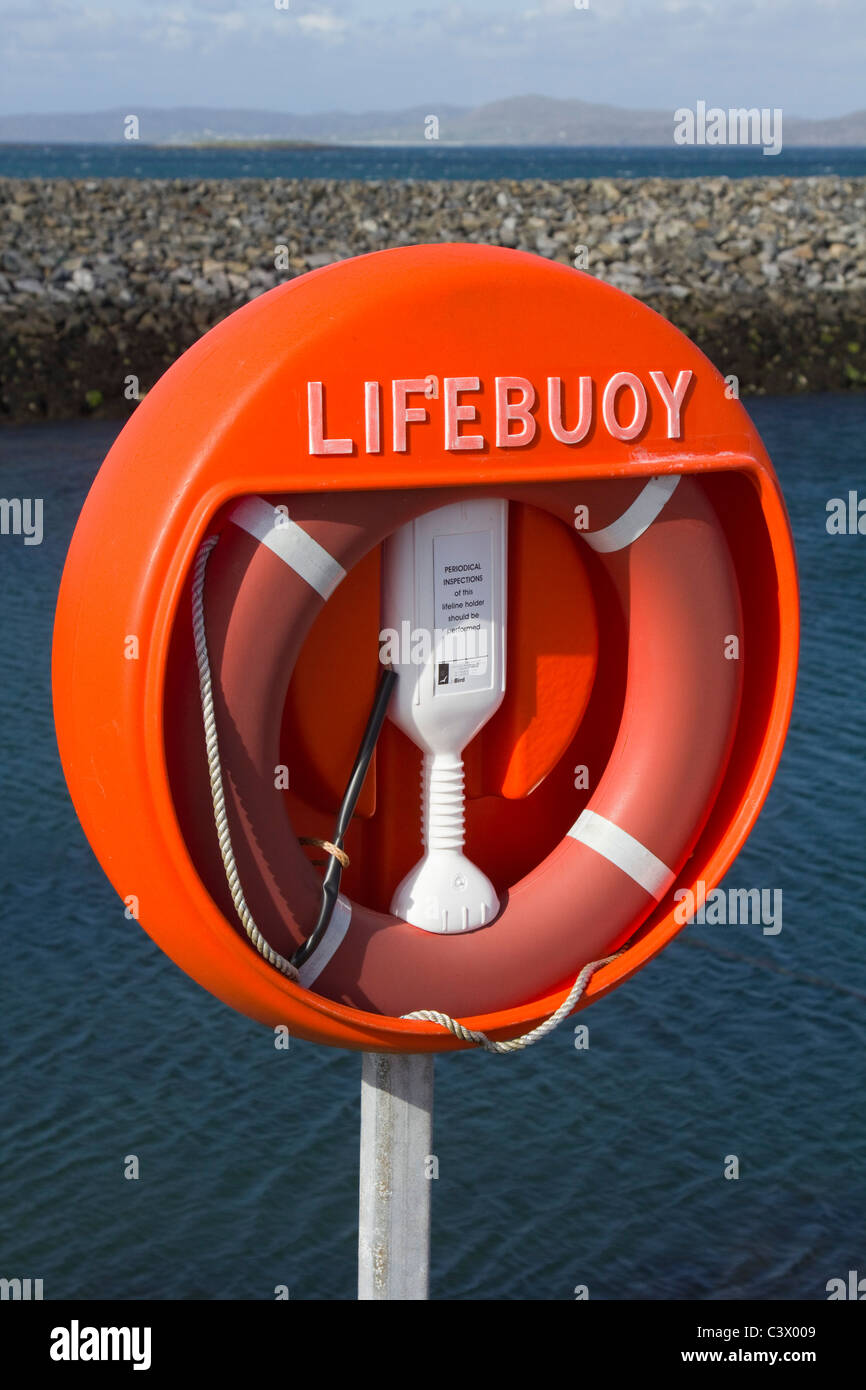 lifebuoy at barra to eriskay calmac ferry isle of barra western isles ...
