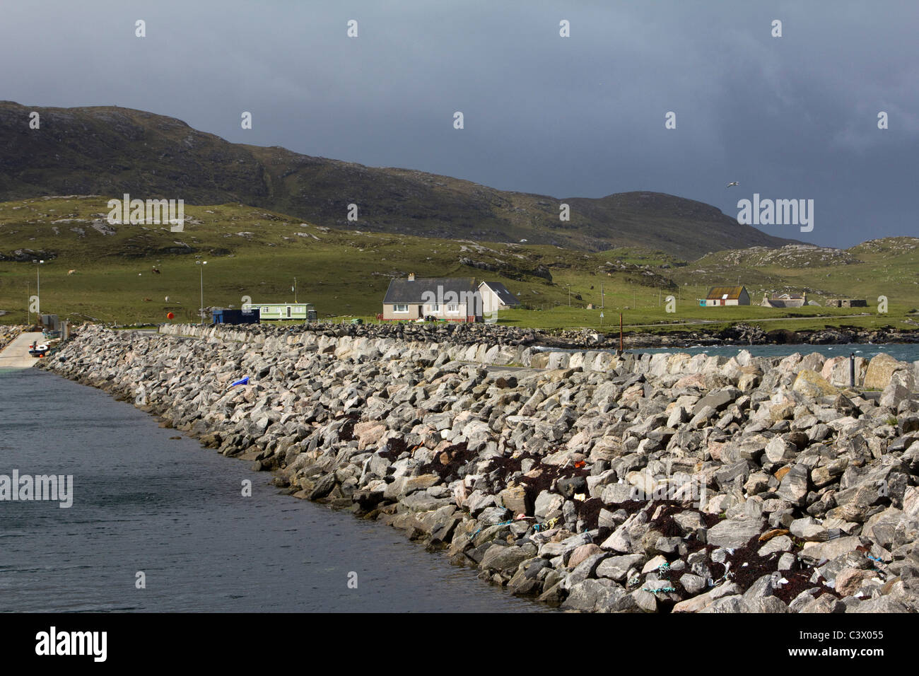 isle of vatersay causeway from barra outer hebrides western isles ...