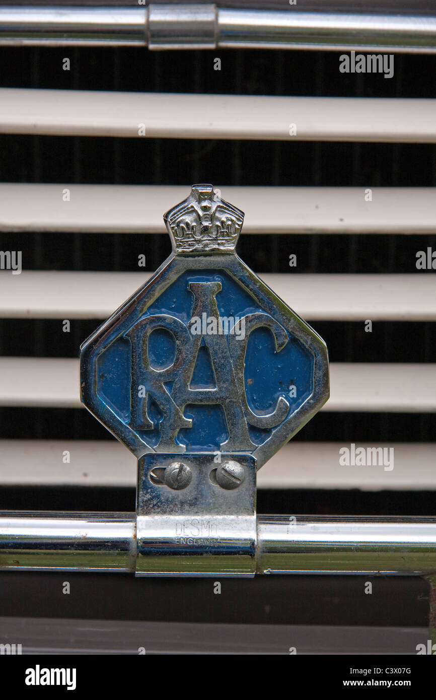 Old RAC car badge on classic Morris Minor Stock Photo - Alamy