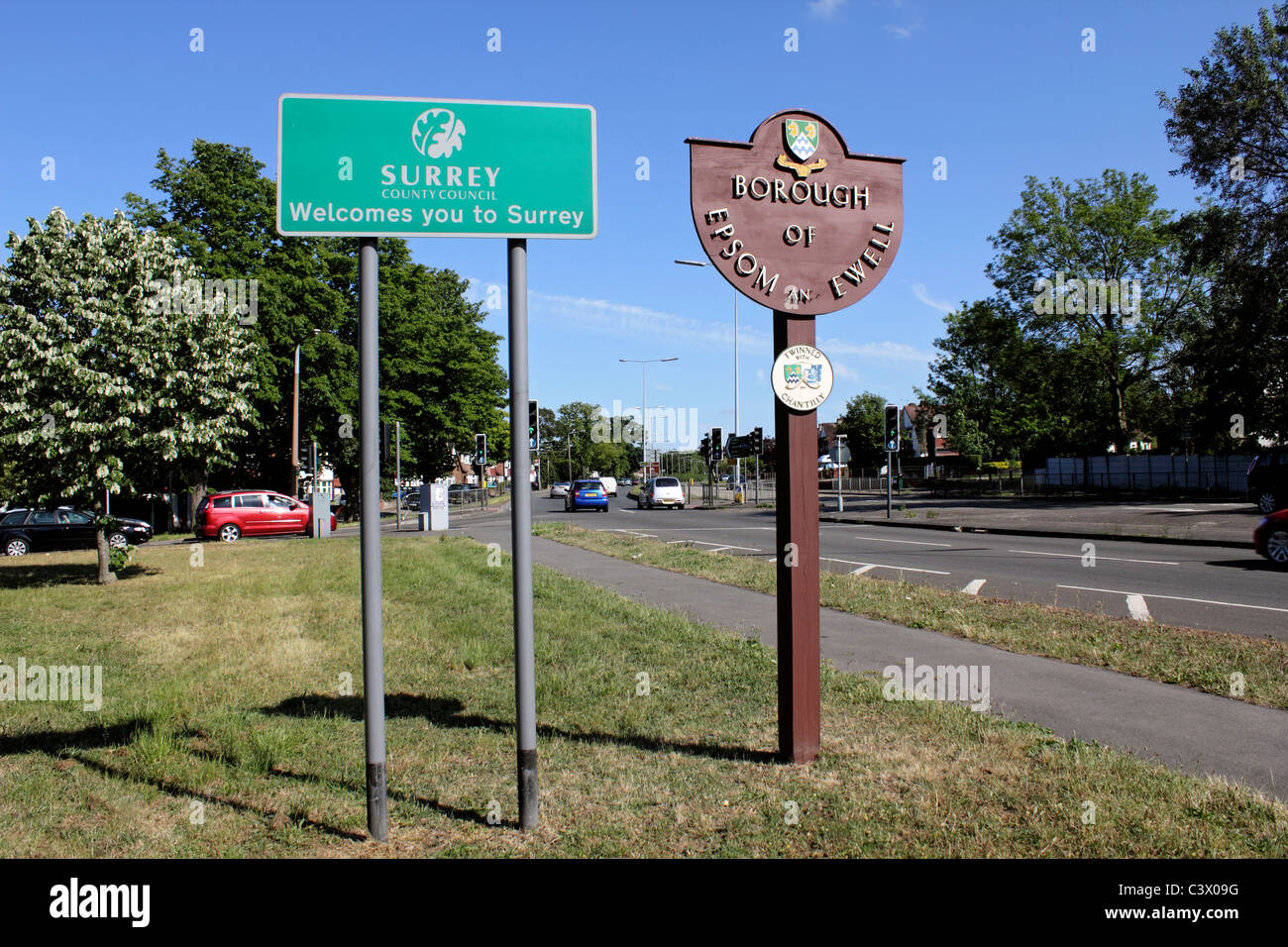 Surrey County Council and Borough of Epsom and Ewell Signs, Epsom ...