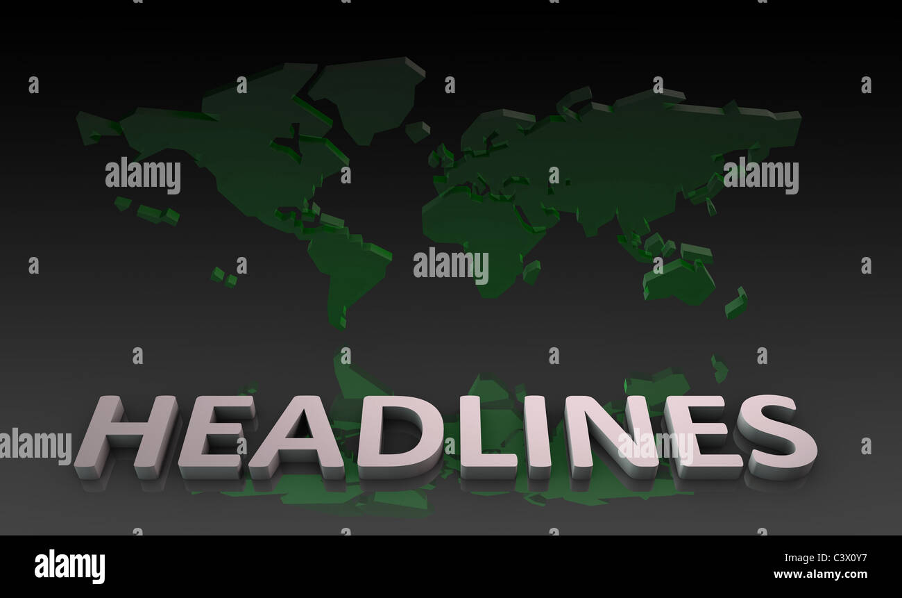 World Headlines from Global News in 3d Stock Photo - Alamy