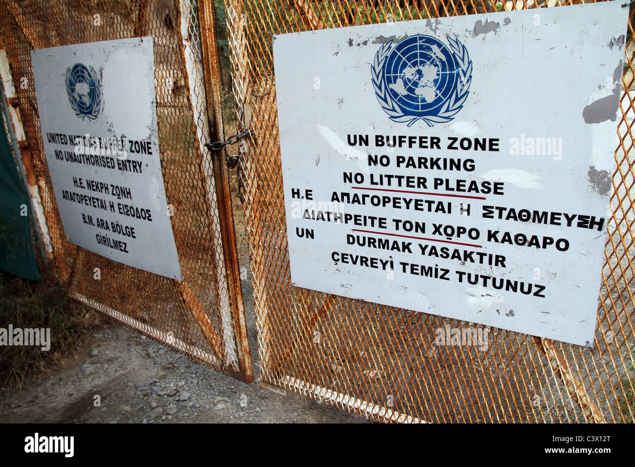 Cyprus. The Green Line in Nicosia dividing the Republic of Cyprus and ...