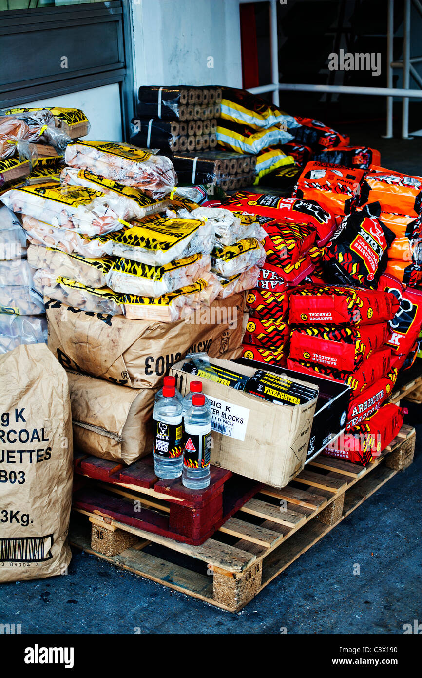 Barbecue materials at garage; Gloucester Place, London; England, UK ...