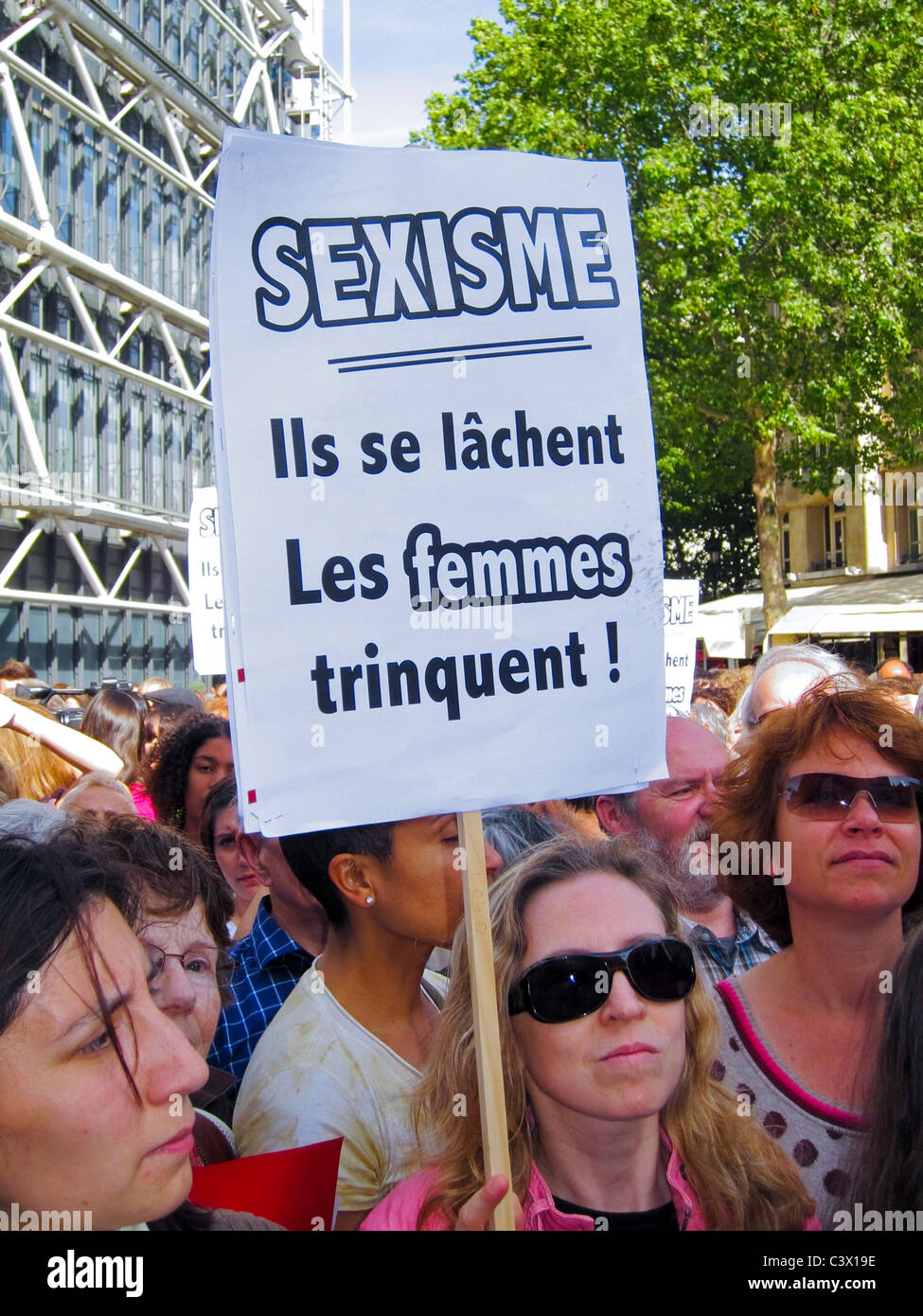 Paris, France, Crowd of Women at French Feminist Demonstration, Against ...