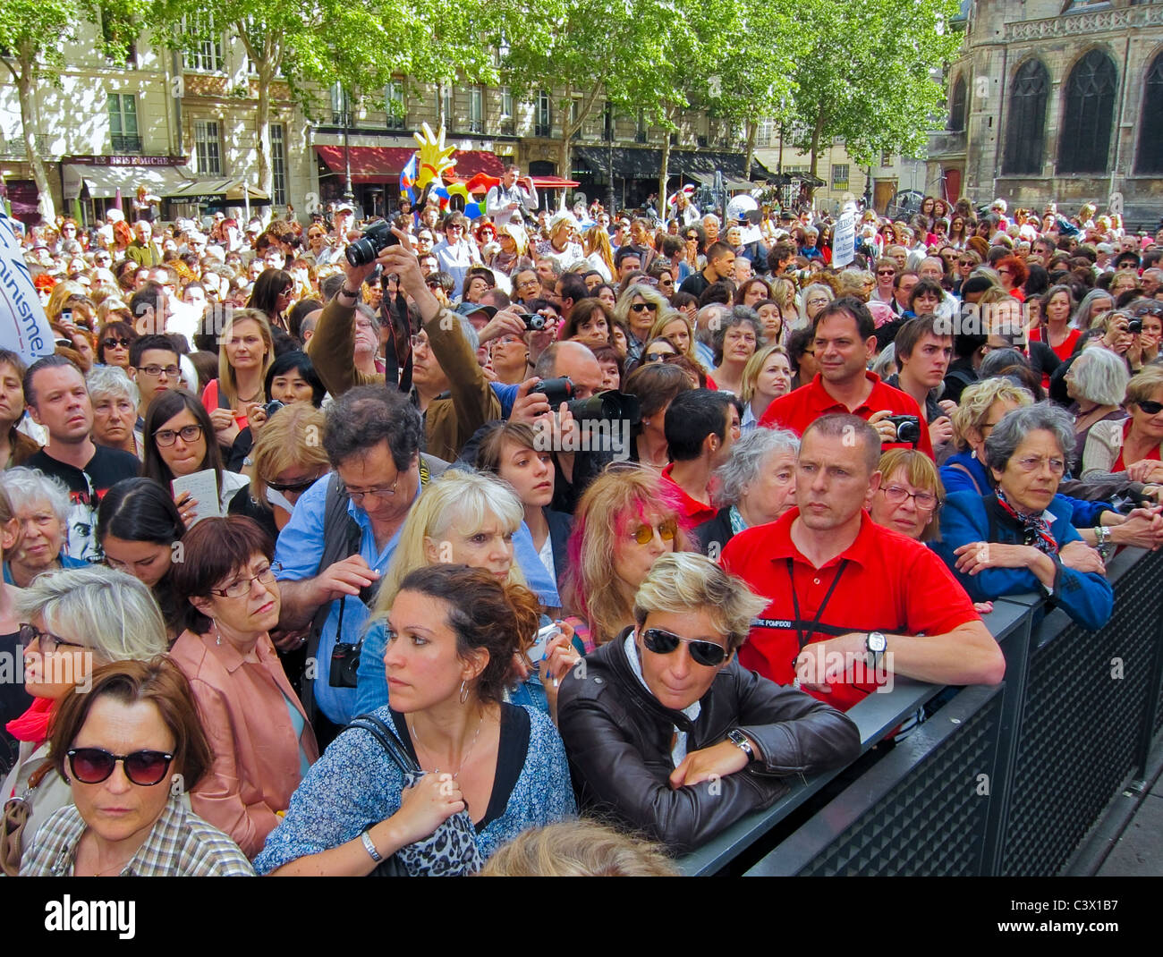 Paris, France, big crowds aerial of French Women at Feminist ...