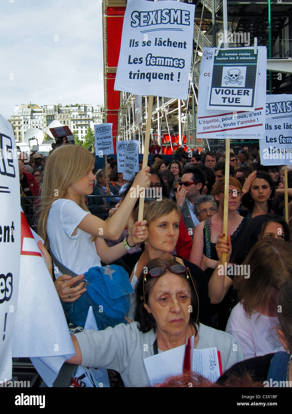 Paris, France, Crowd of French WOmen, at Feminist Demonstration ...