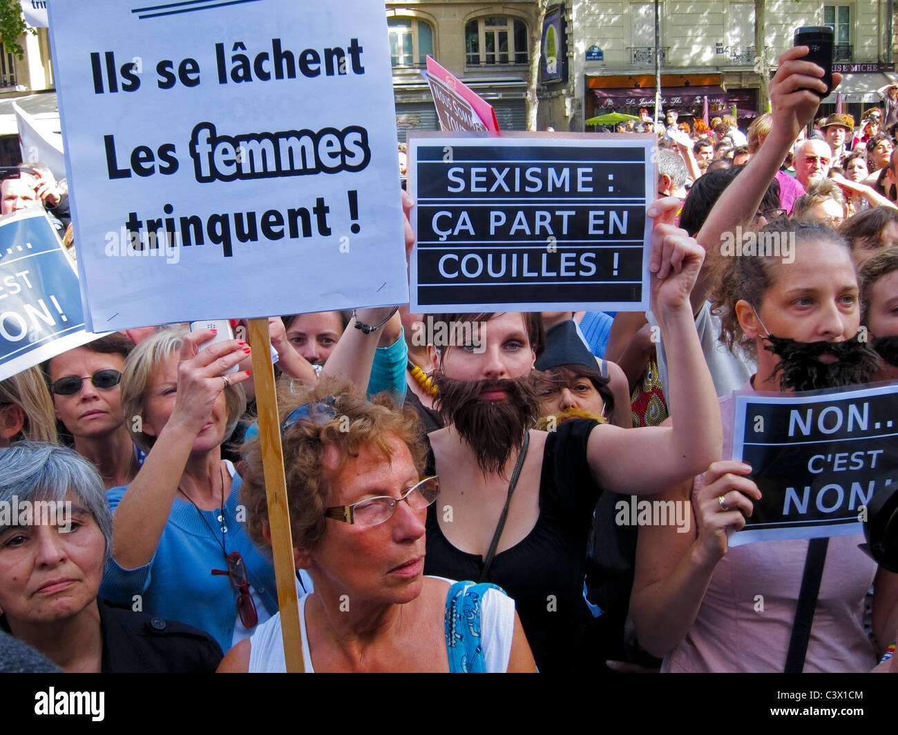 Paris, France, Bearded Women, at French Feminist Demonstration, Against ...