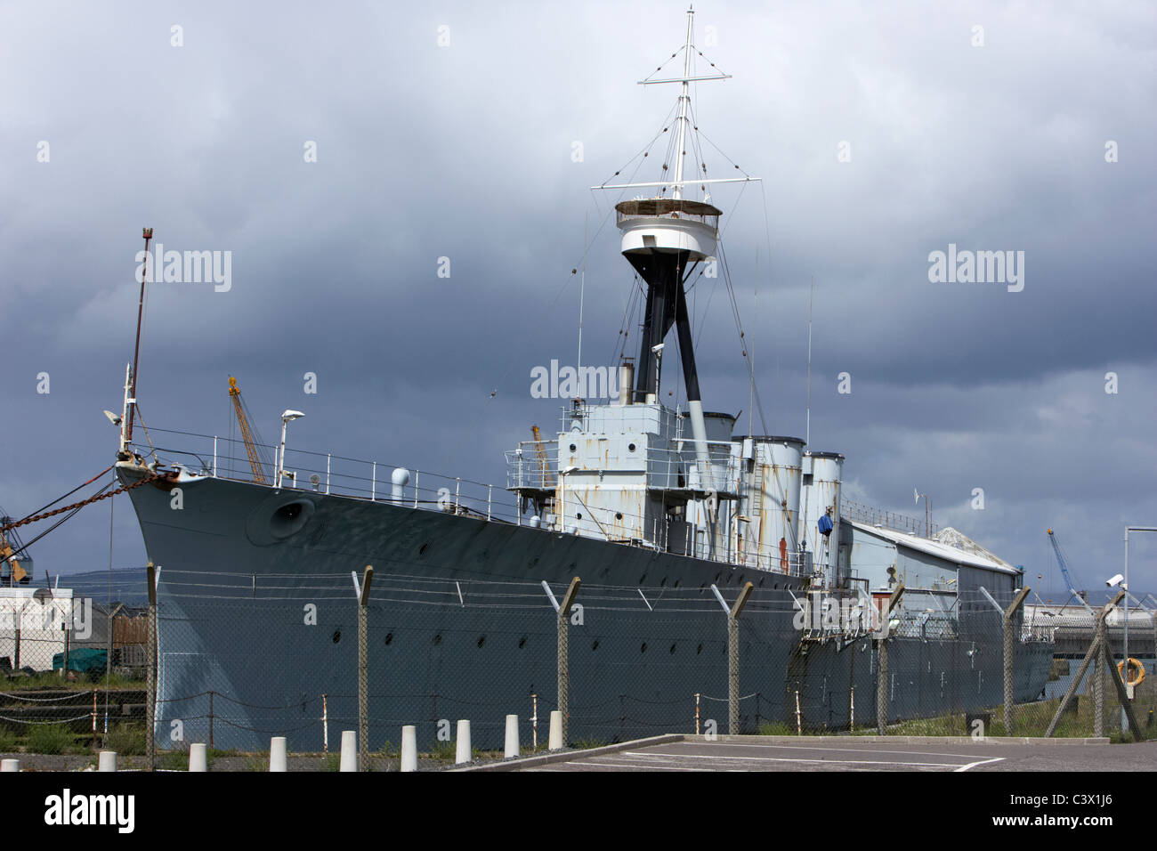 HMS Caroline royal navy reserve base moored in Alexandra Dock titanic ...